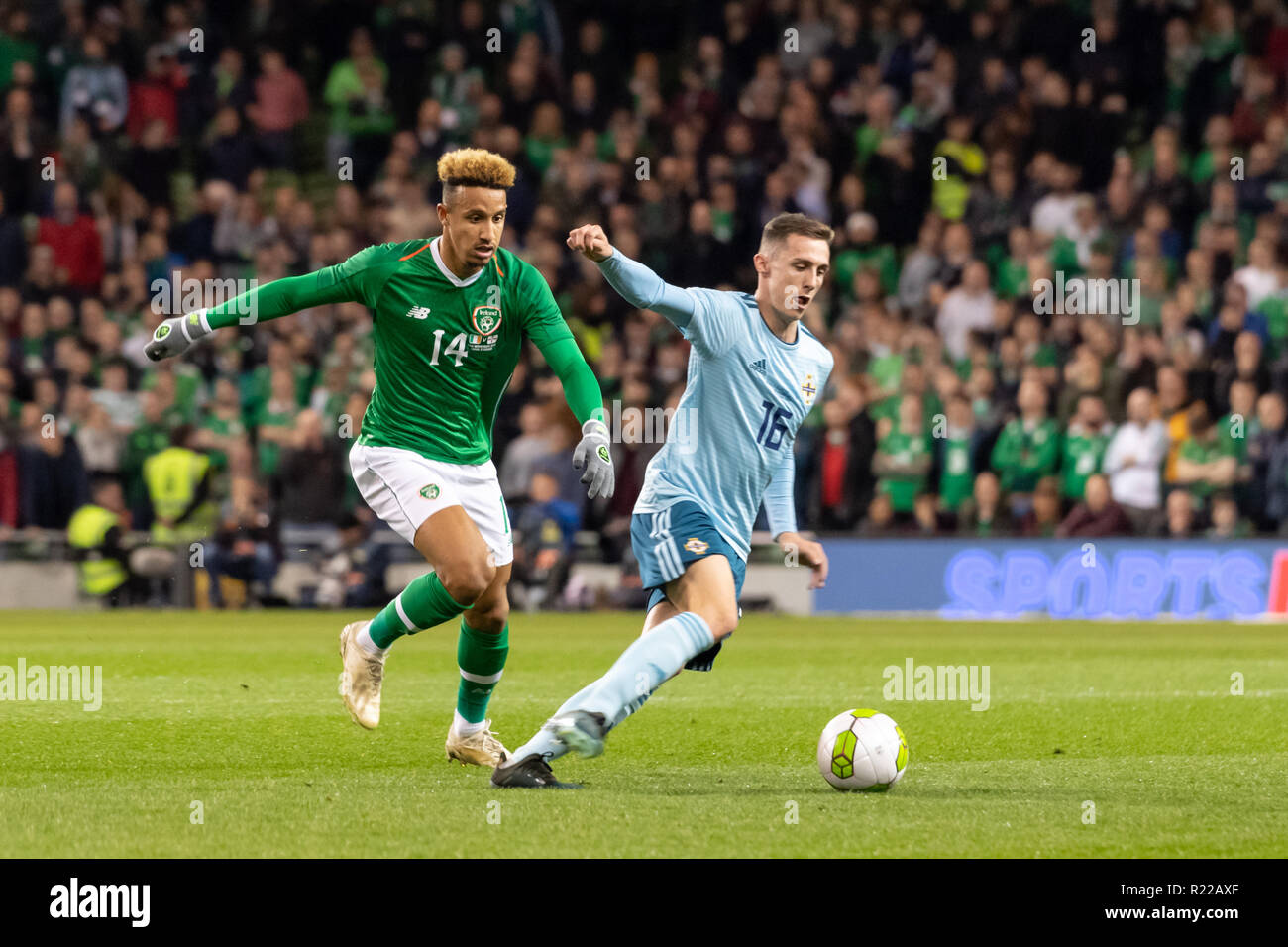 Callum Robinson and Gavin Whyte in action during the friendly ...