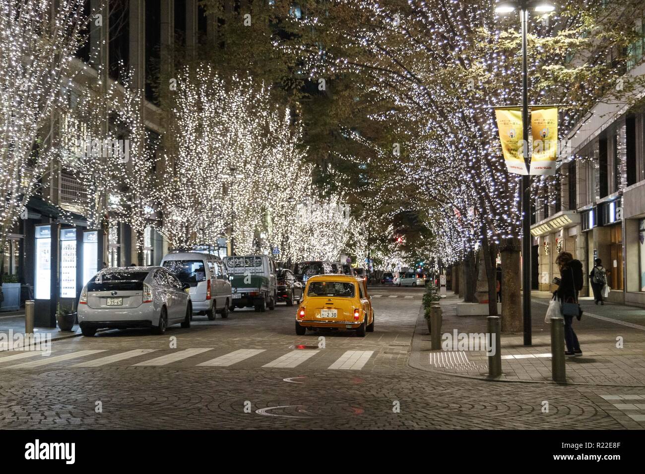 November 15, 2018 - Tokyo, Japan - LED lights illuminate the Marunouchi ...