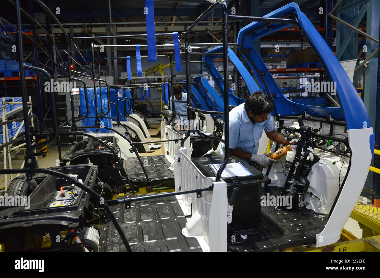 Bangalore, India. 15th Nov, 2018. Employees are seen working on the ...