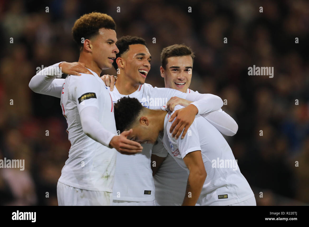 London, UK. 15th November, 2018. Trent Alexander-Arnold (centre) of ...