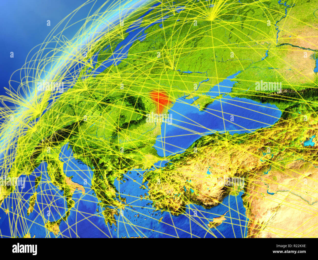 Moldova on model of planet Earth with international networks. Concept ...