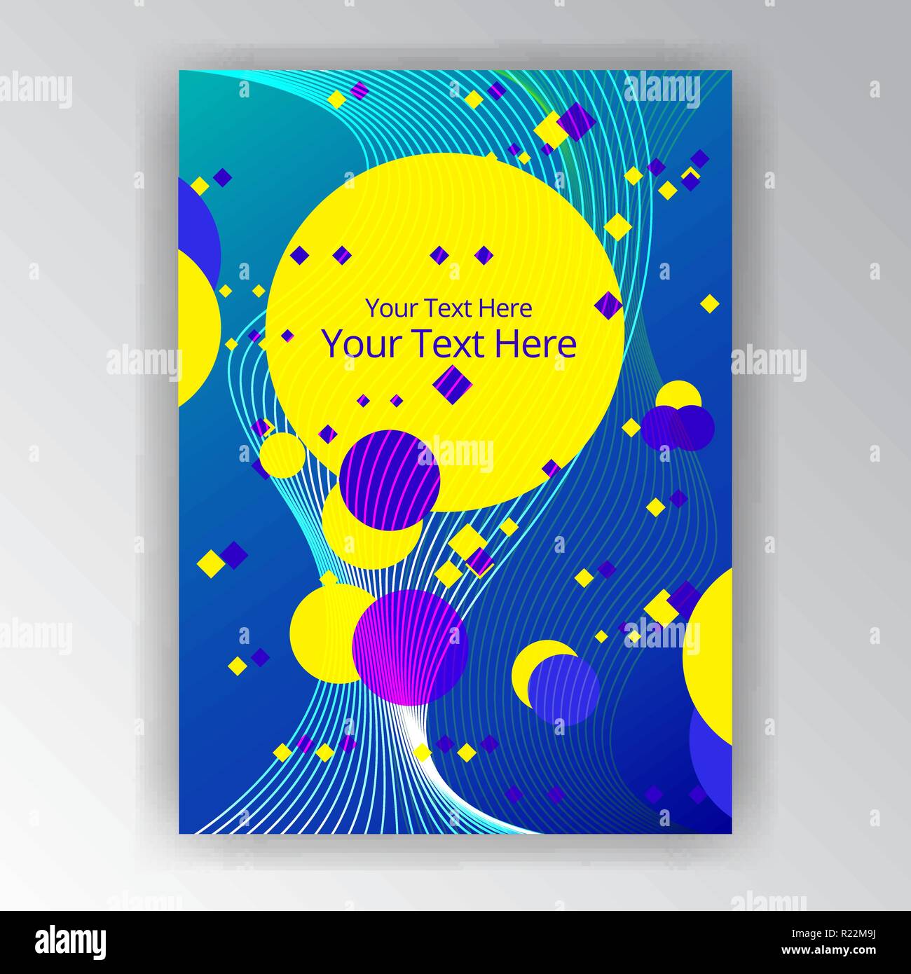Modern futured vertical page template for web and print. Blue, yellow ...