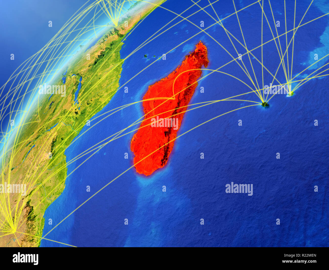 Madagascar on model of planet Earth with international networks ...
