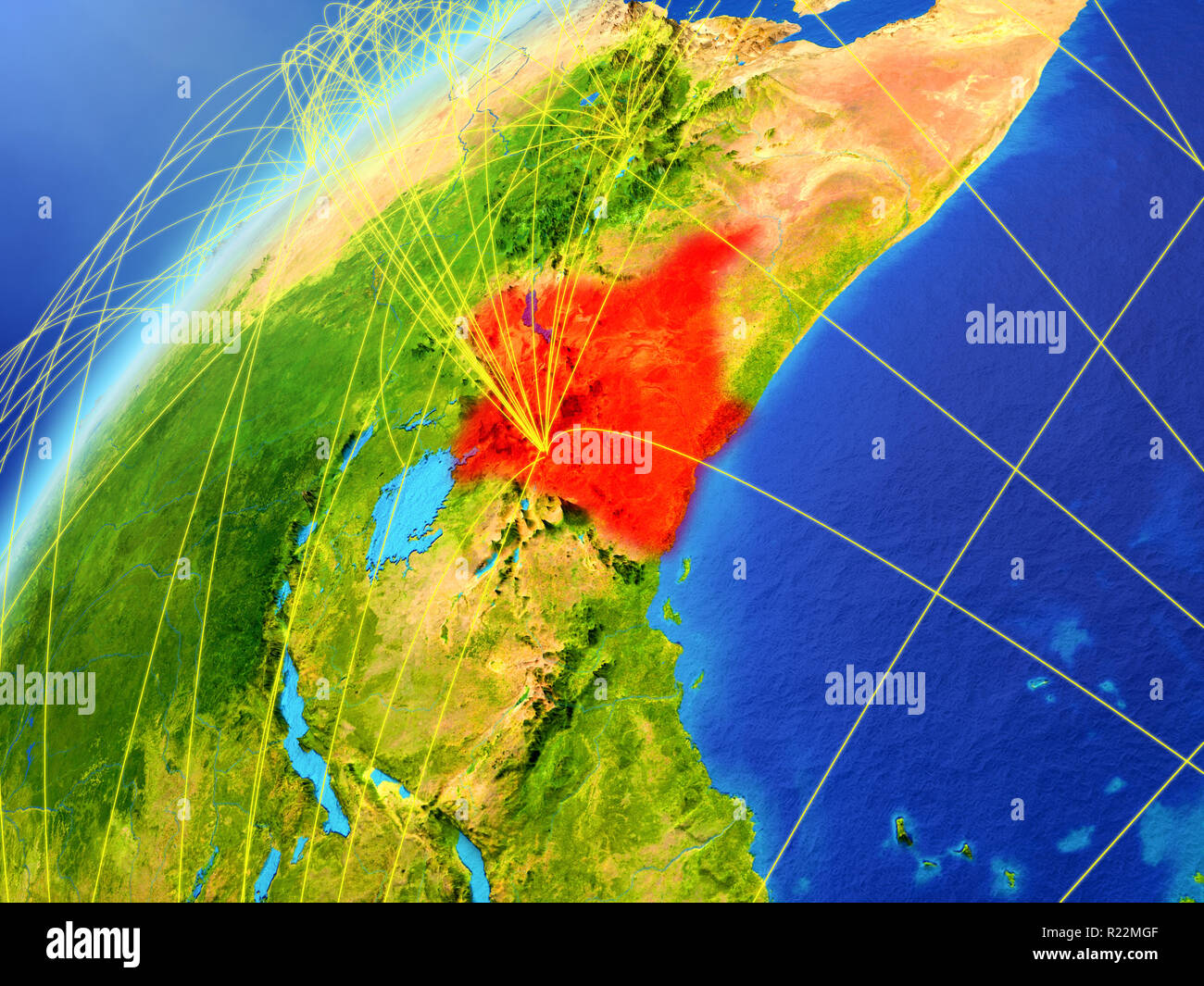 Kenya on model of planet Earth with international networks. Concept of ...