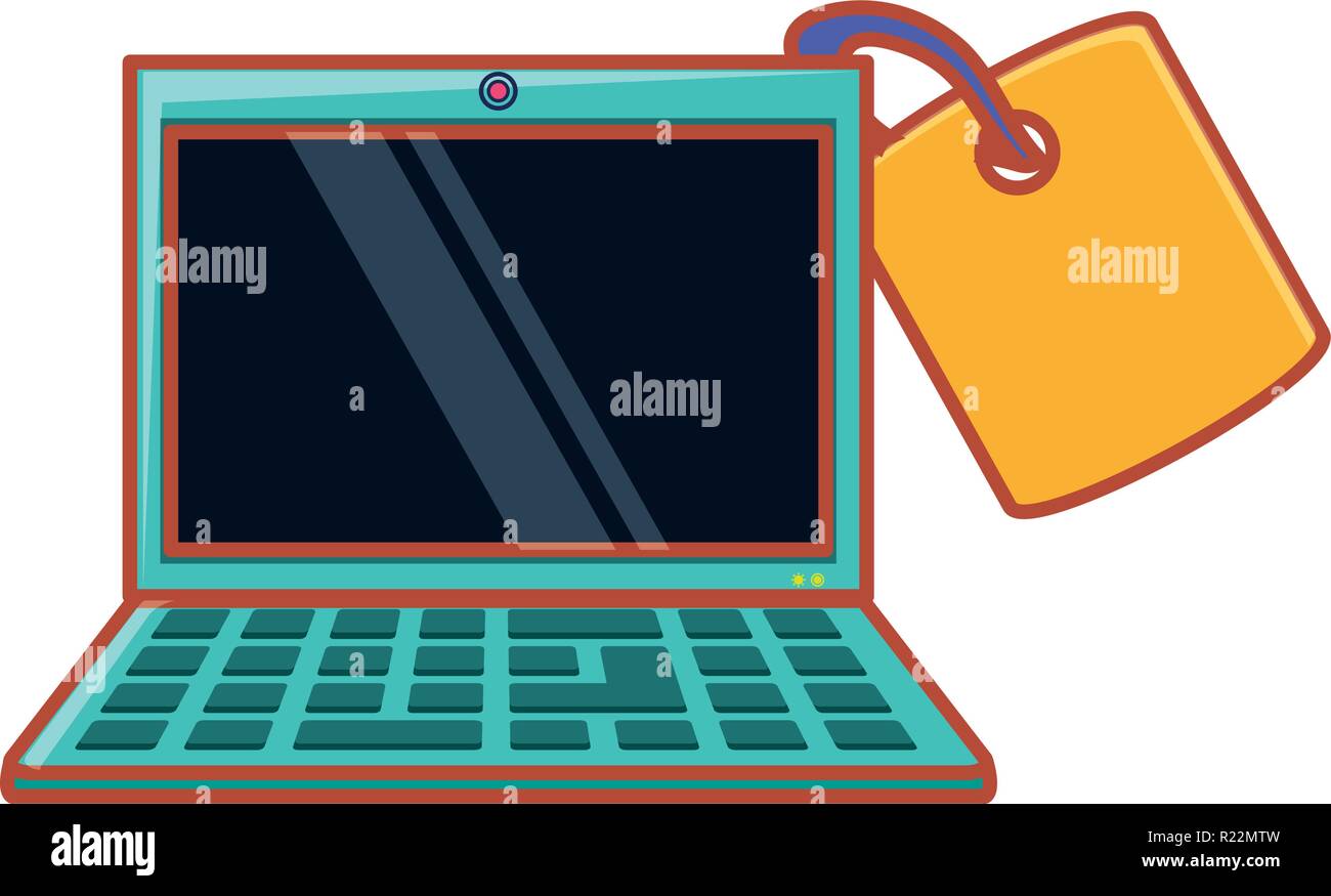 laptop computer with tag vector illustration design Stock Vector Image ...