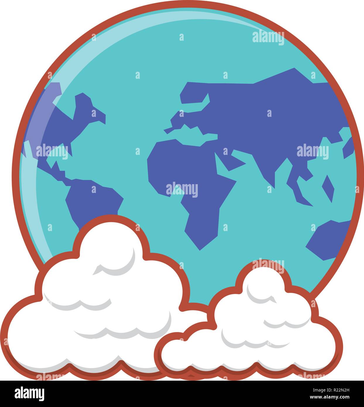 cute cloud with planet earth vector illustration design Stock Vector ...