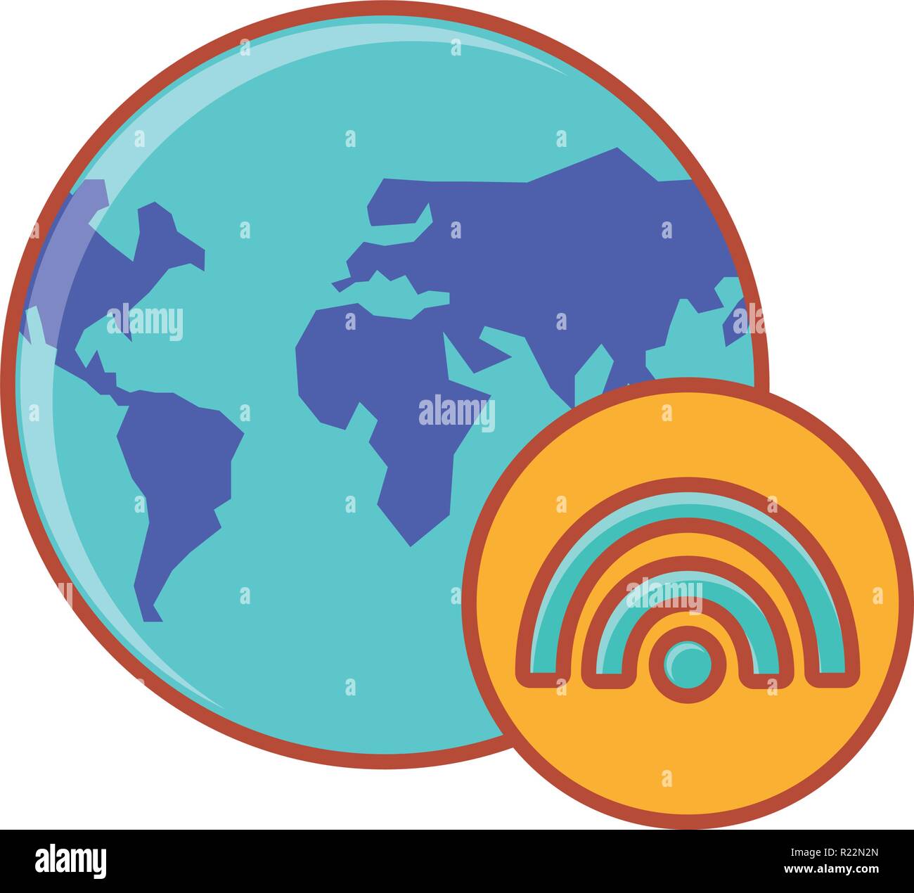 earth planet with wifi symbol vector illustration design Stock Vector ...