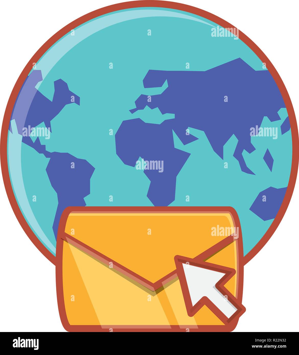 envelope mail with planet earth and arrow vector illustration design ...