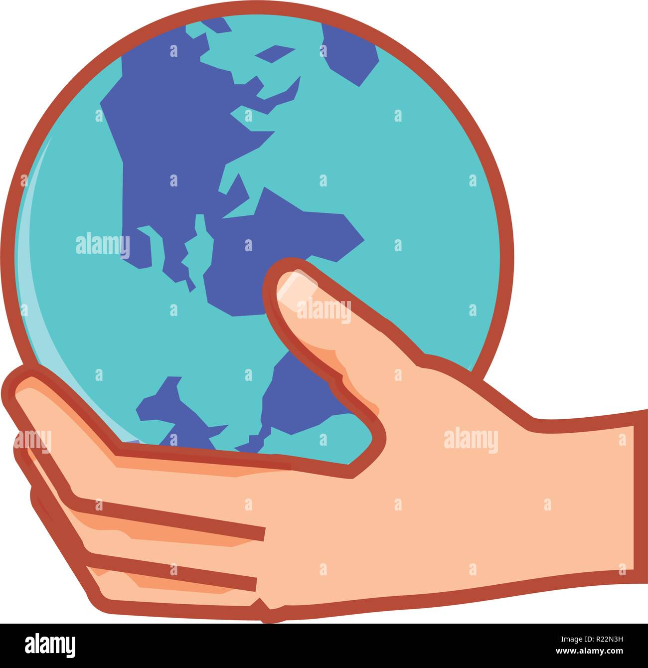 hand with earth planet isolated icon vector illustration design Stock ...