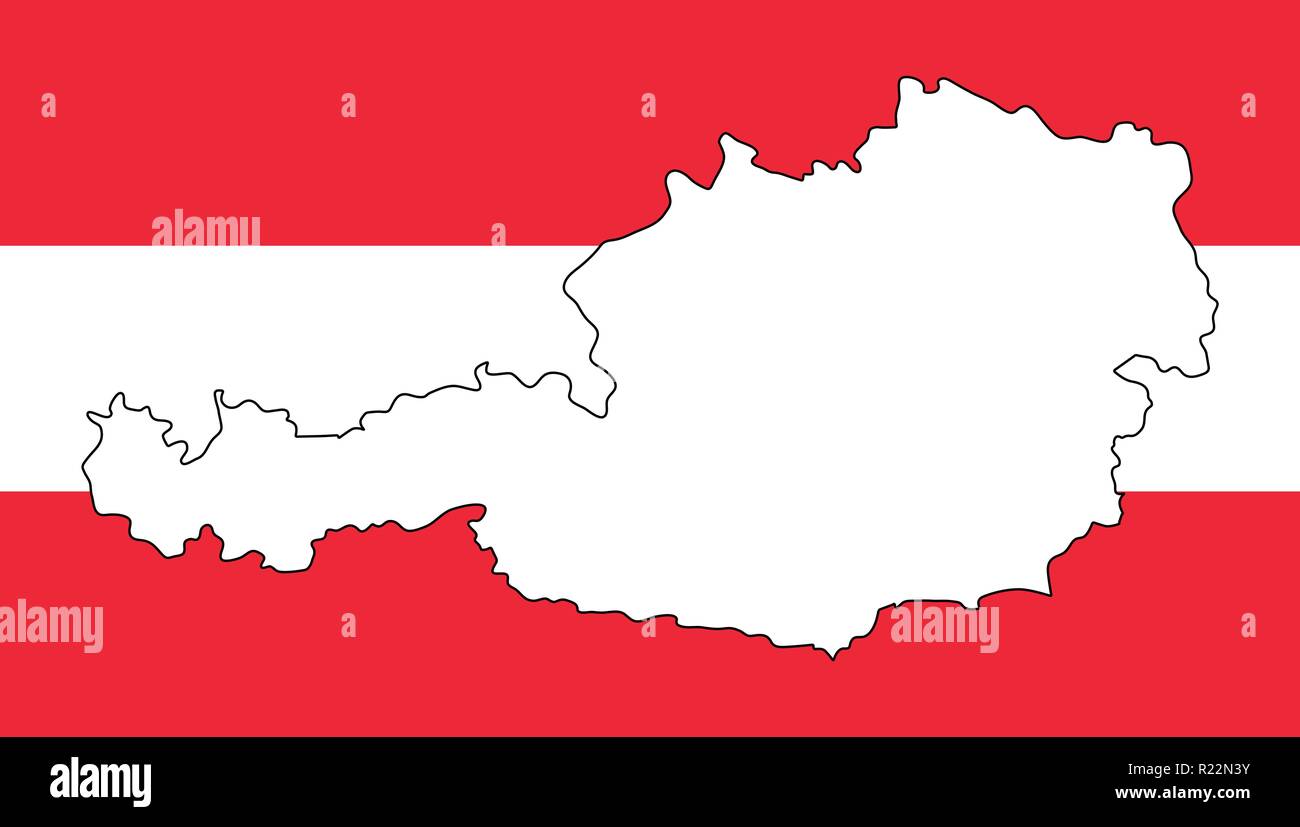austria map outline design on flag red white color background Stock ...