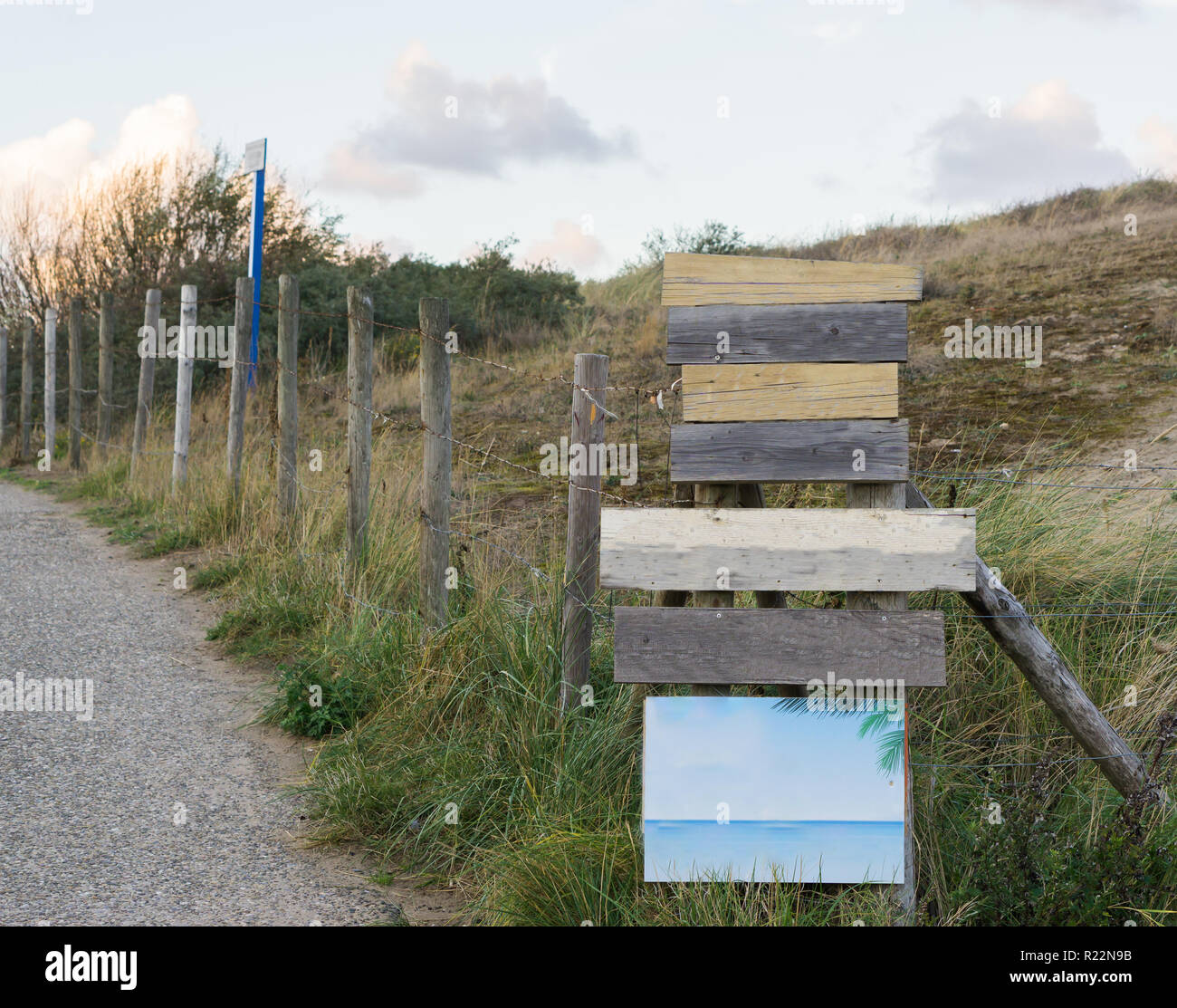 wooden empty blank way pointers and sign boards to put your text in ...