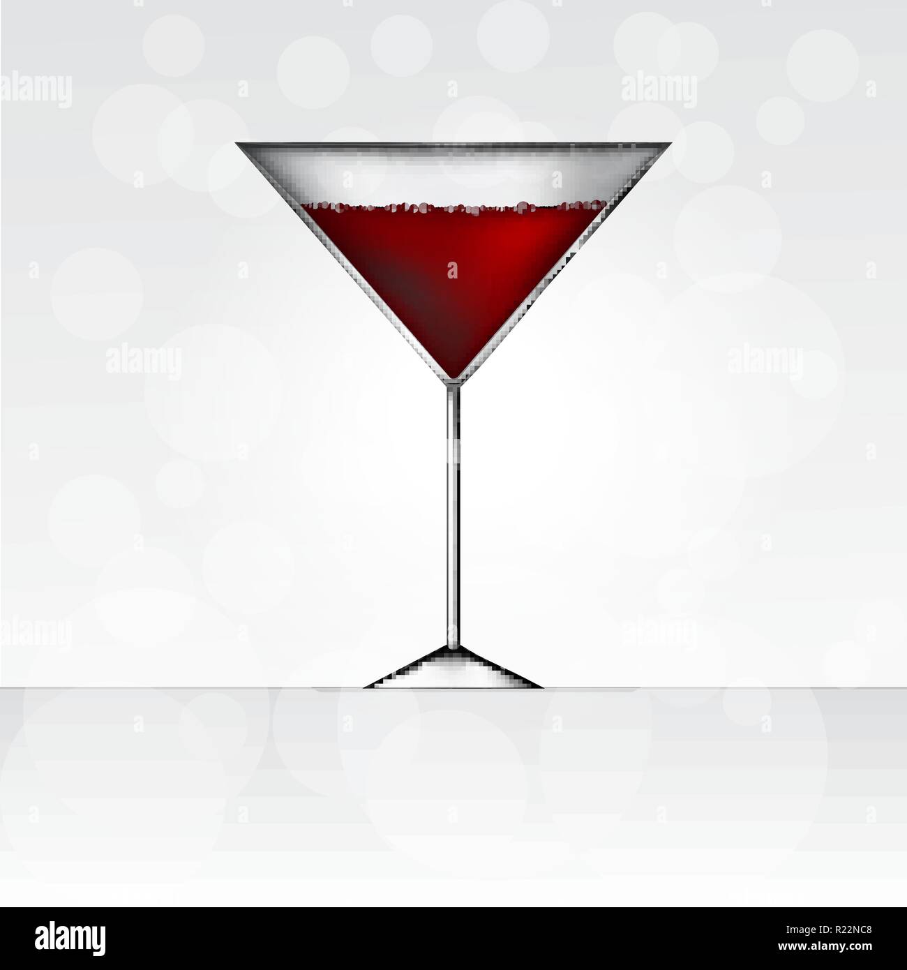 Martini glass vector illustration with red martini, with blurred ...