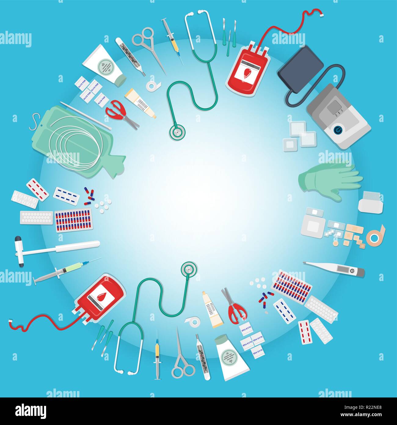 Medical equipment flat web and print illustration doctor medical ...