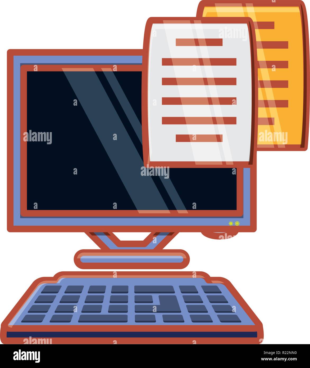 computer desktop with documents vector illustration design Stock Vector ...