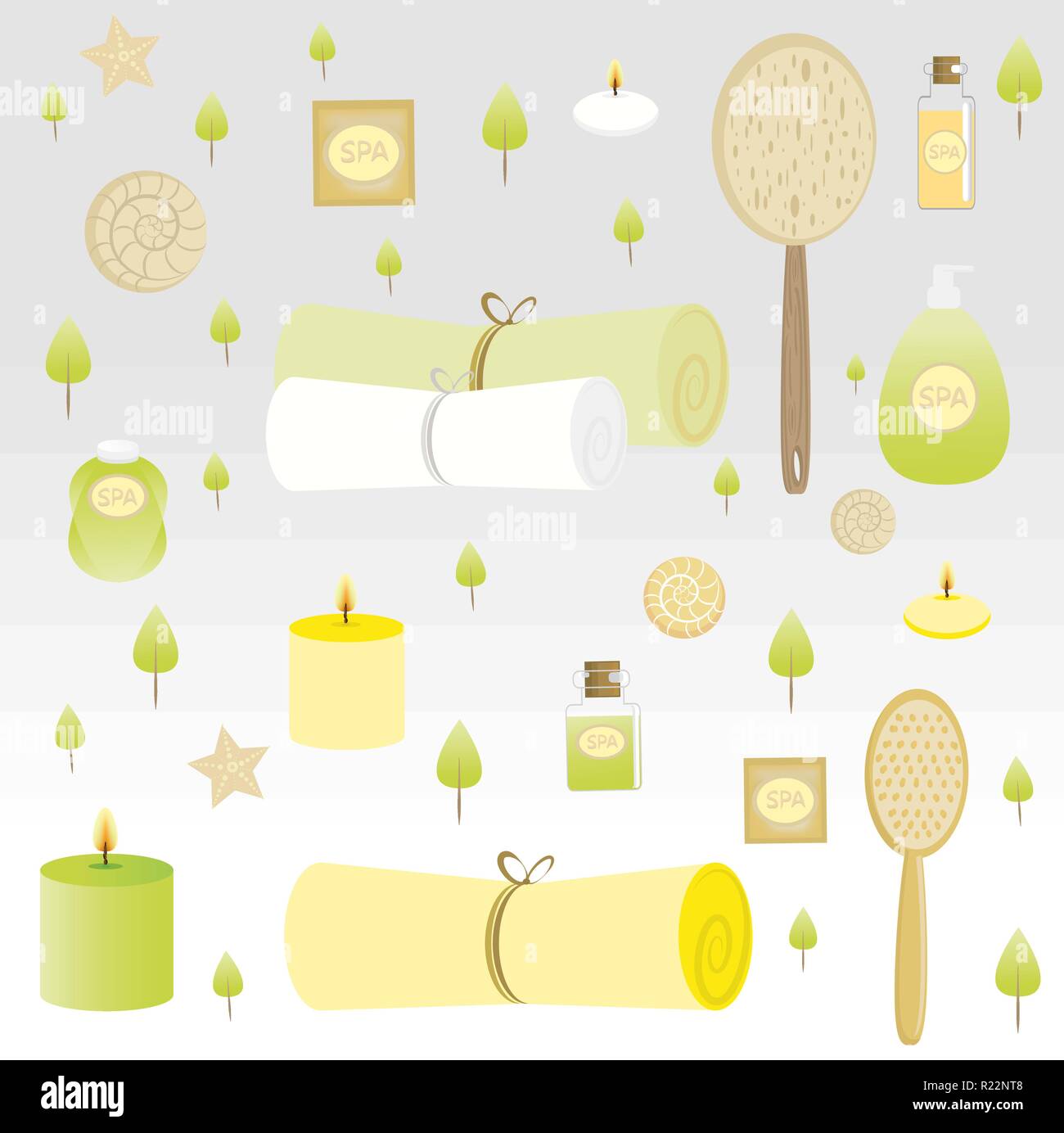 Spa cartoon pattern , green yellow grey background Stock Vector Image ...