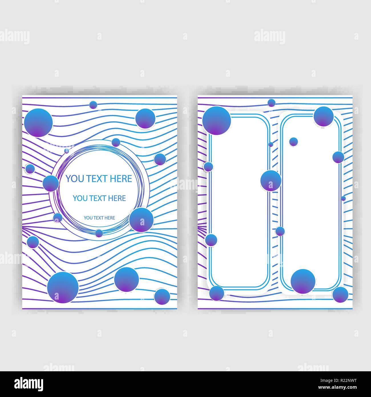 Abstract waves backgrounds set , minimalistic waves with circle labels ...