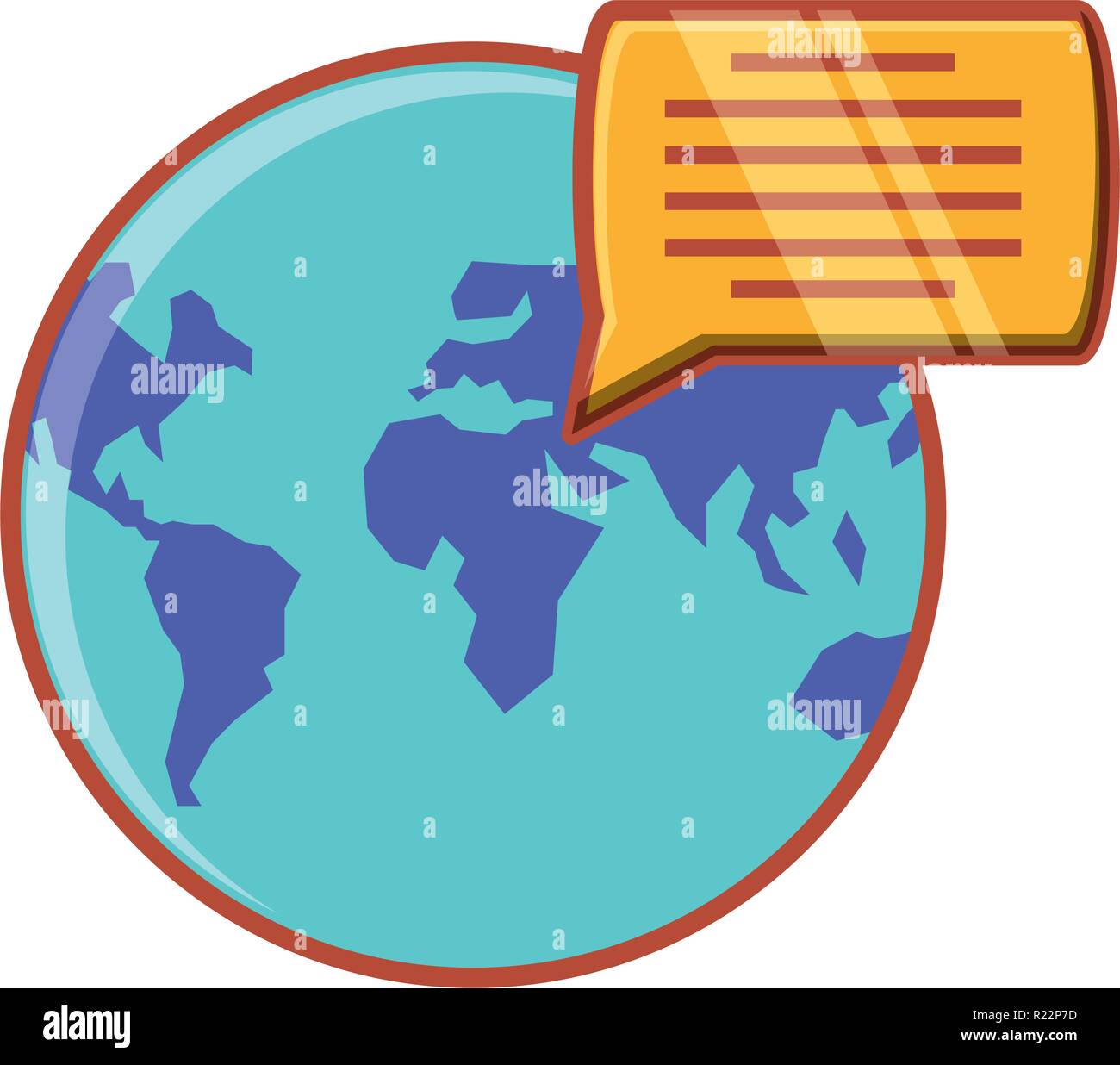 planet earth with speech bubble message vector illustration design ...