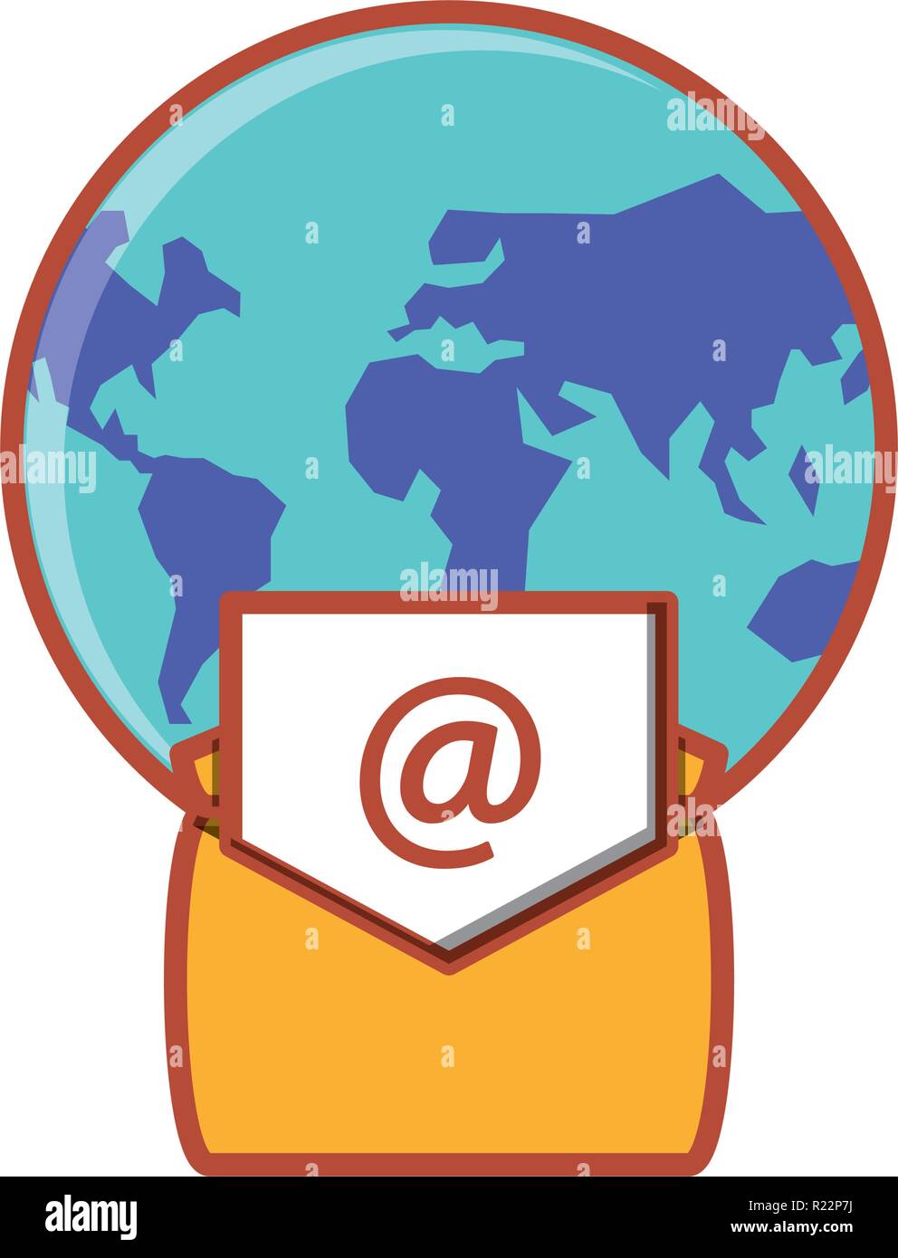 envelope mail with planet earth vector illustration design Stock Vector ...
