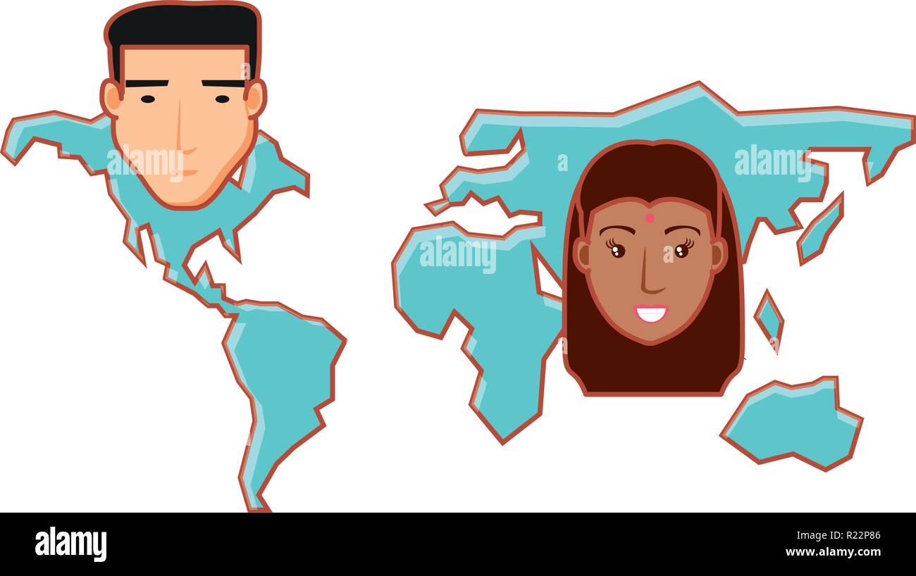 earth planet map with head of people vector illustration design Stock ...