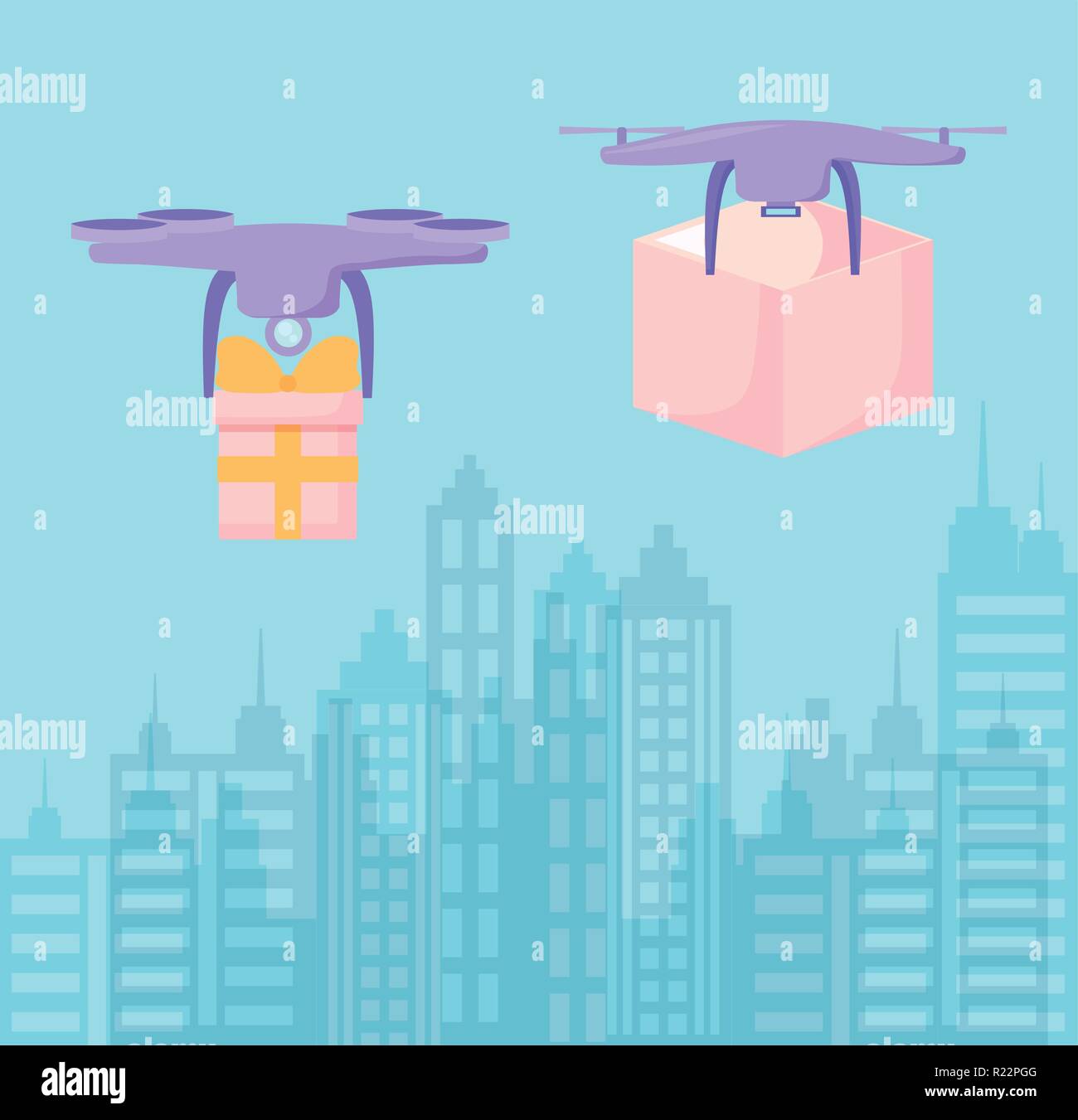 delivery service drone flying with boxes vector illustration design ...