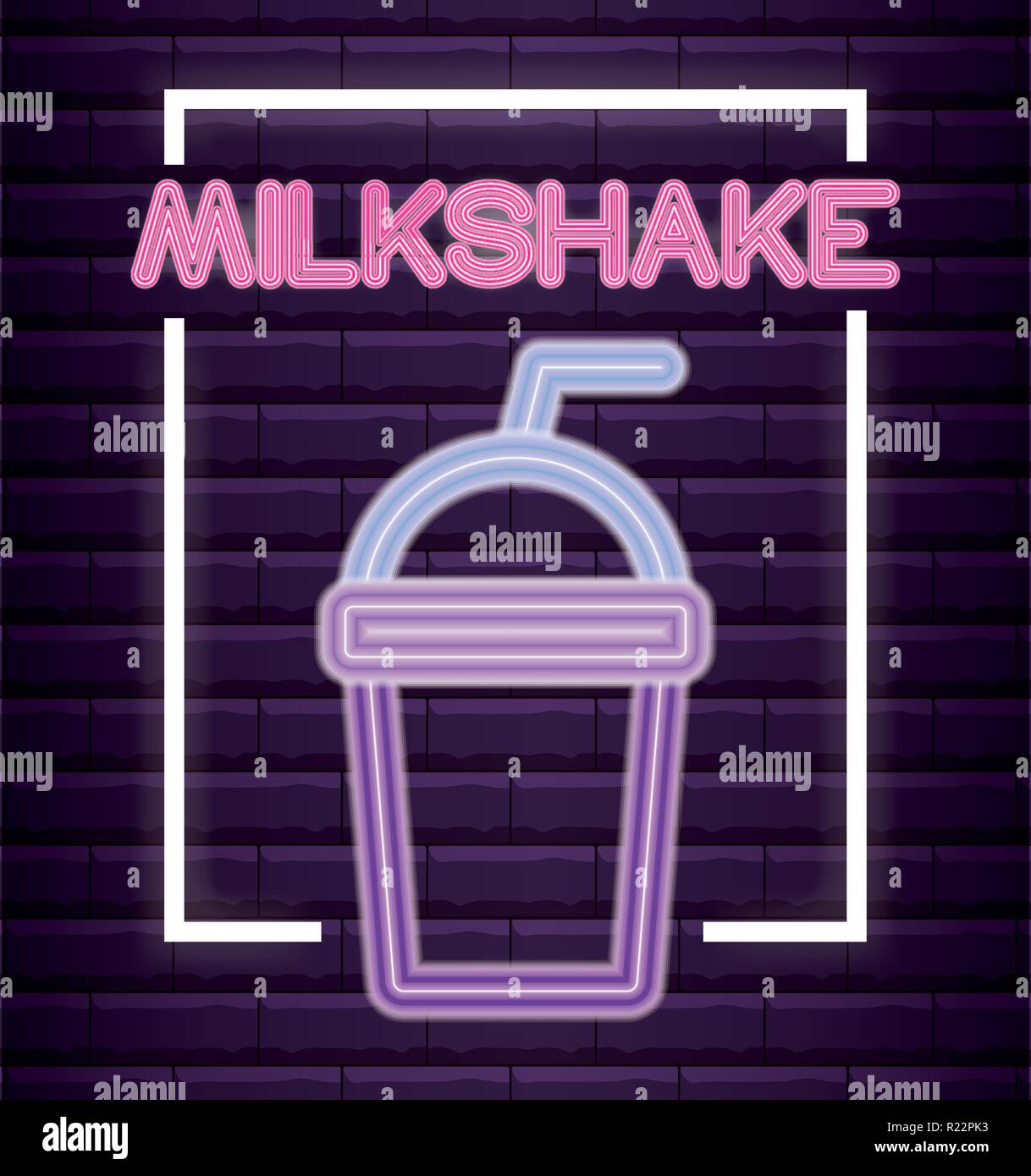 milkshake neon light label vector illustration design Stock Vector ...