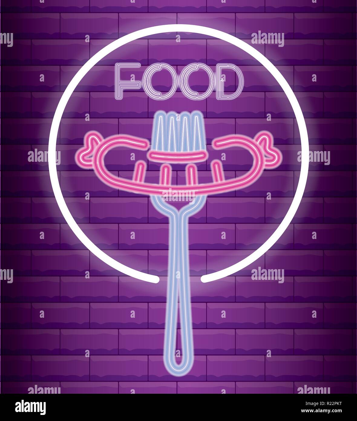 fast food neon light label vector illustration design Stock Vector ...
