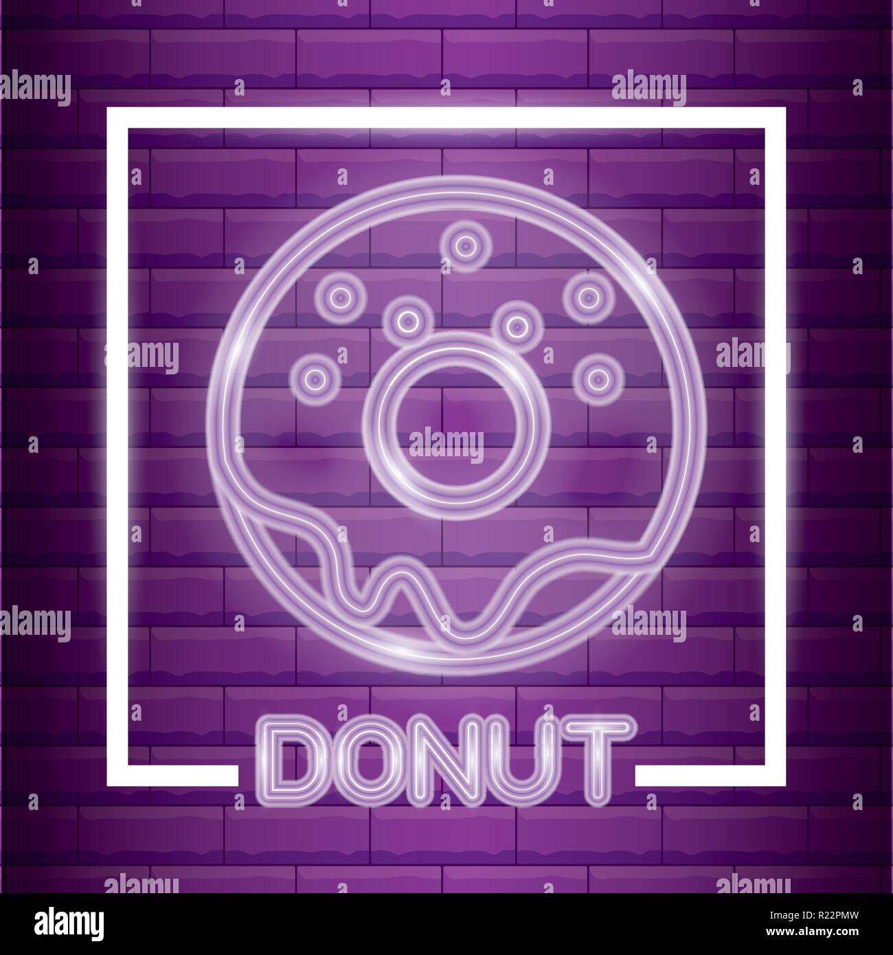 donut pastry neon light label vector illustration design Stock Vector ...