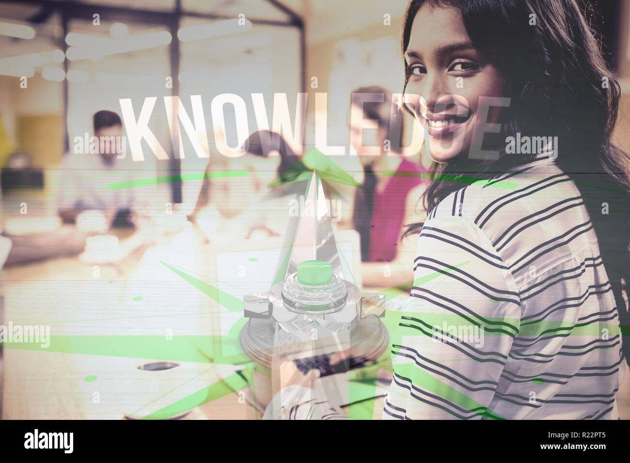 Composite image of compass with knowledge text Stock Photo - Alamy