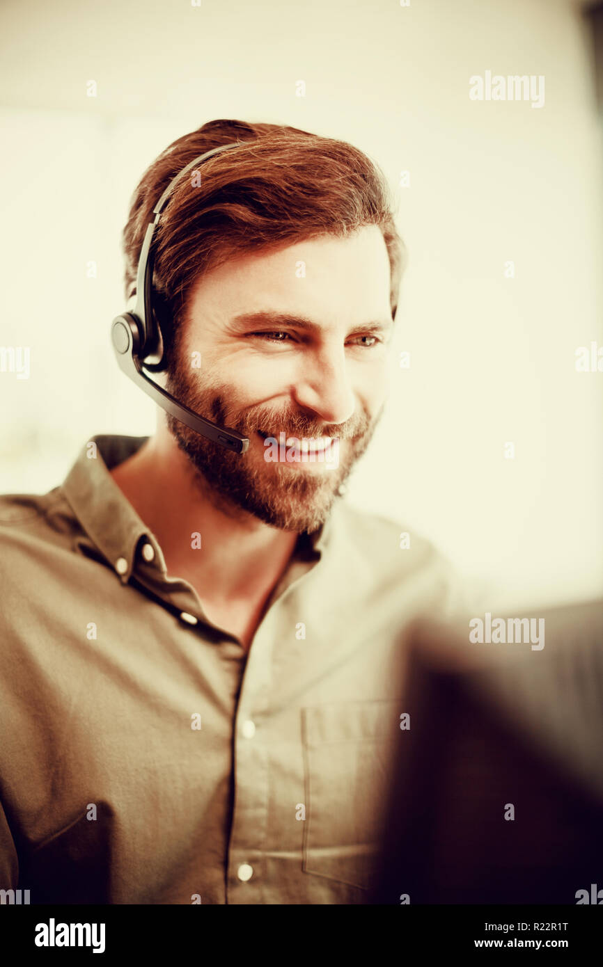 Customer service executive working in call center Stock Photo - Alamy