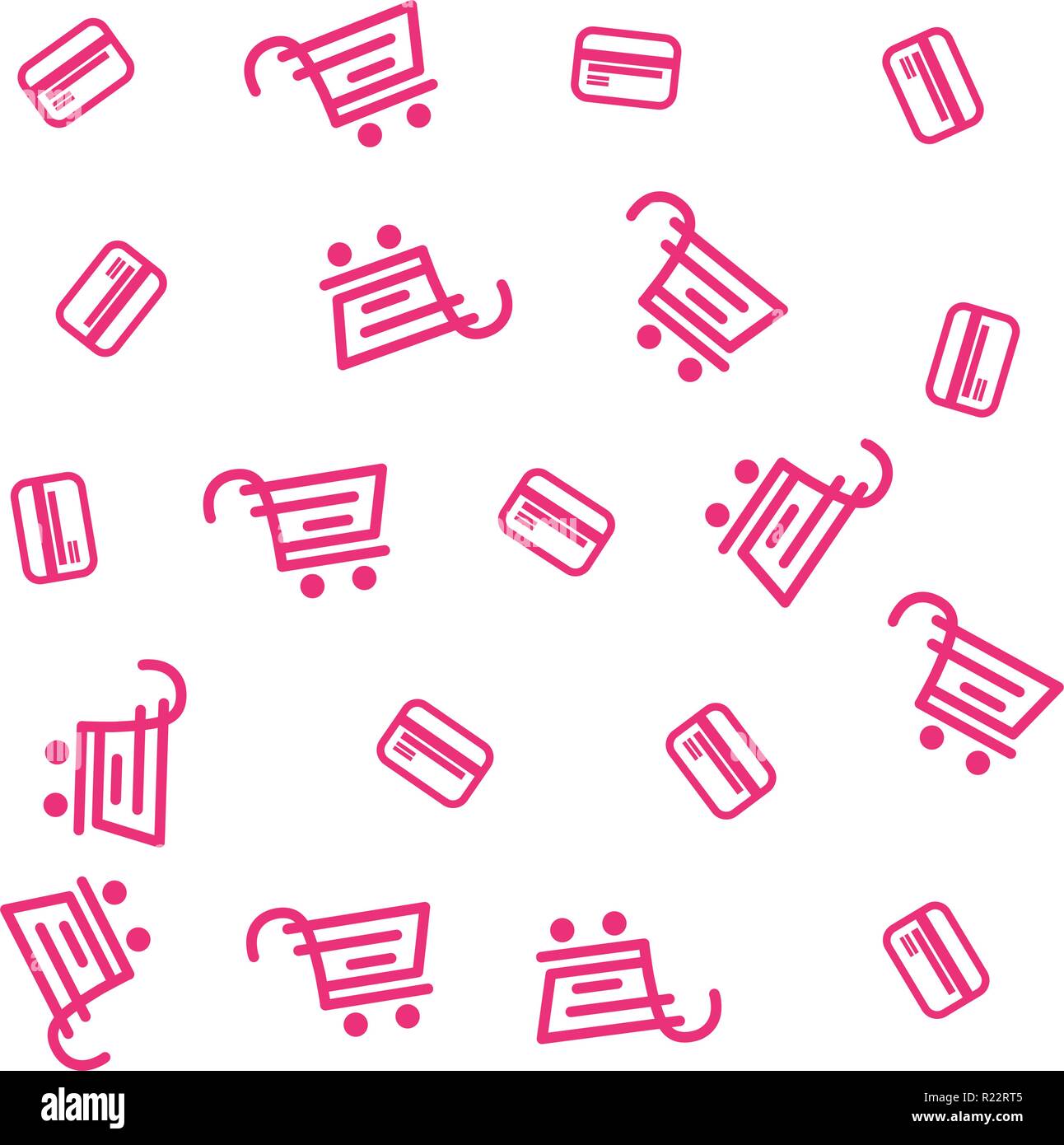 online shopping cart and bank card pattern vector illustration Stock ...