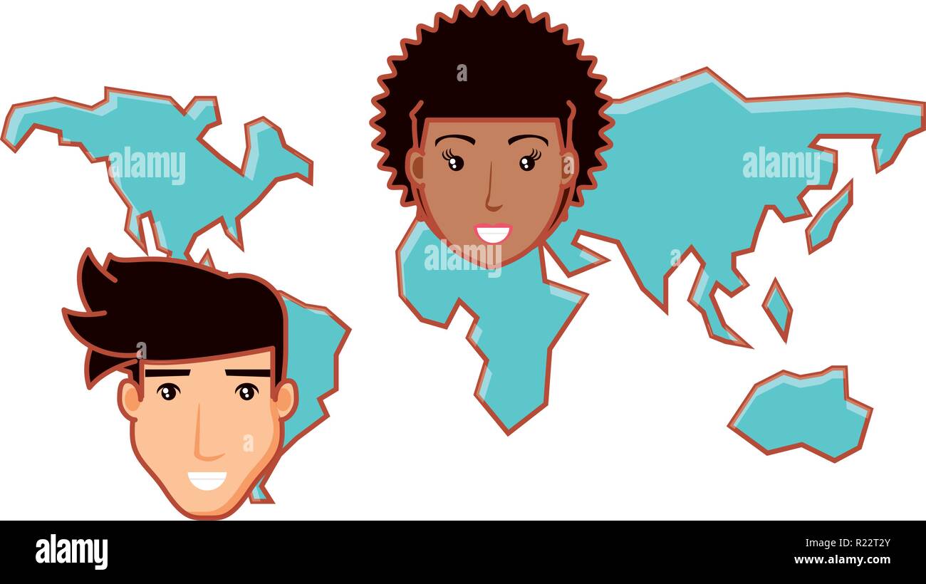 earth planet map with head of people vector illustration design Stock ...