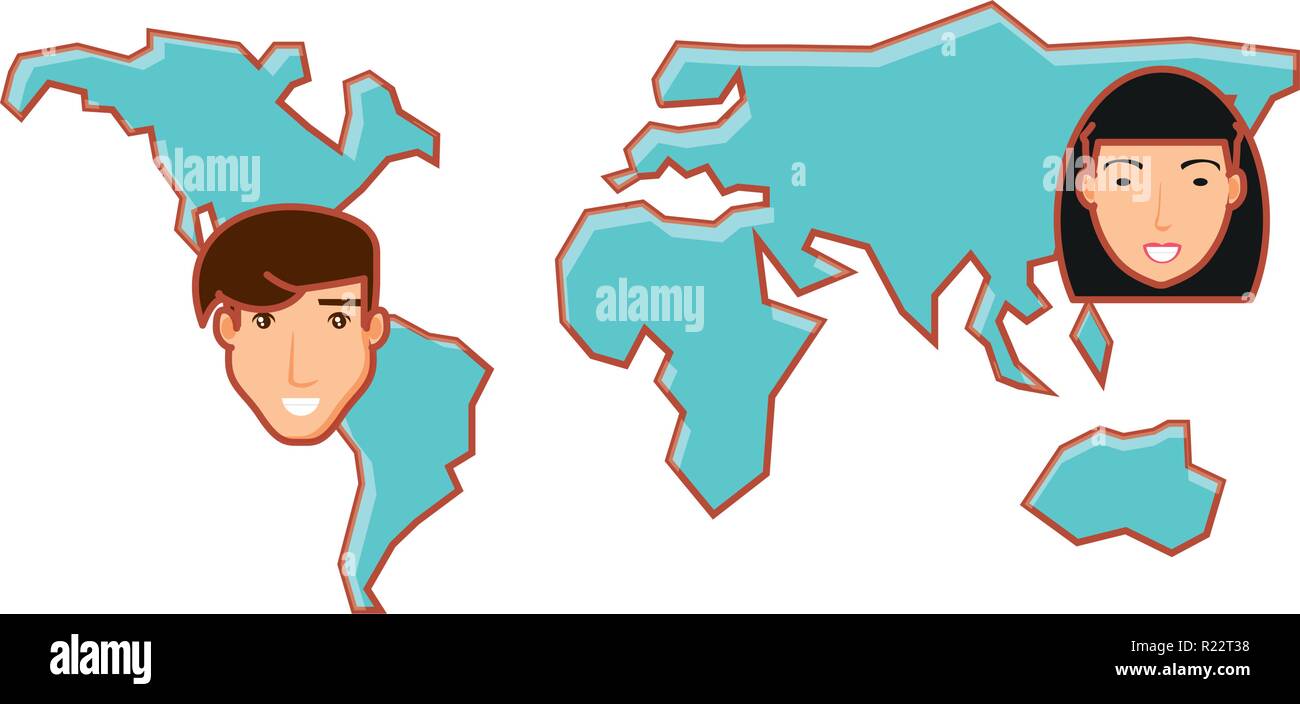 earth planet map with head of people vector illustration design Stock ...