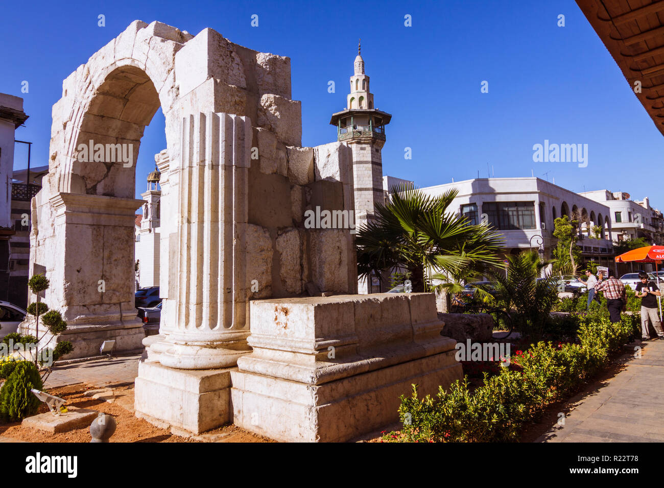 Damascus, Syria : Roman triumphal arch at one end of the Via Recta ...