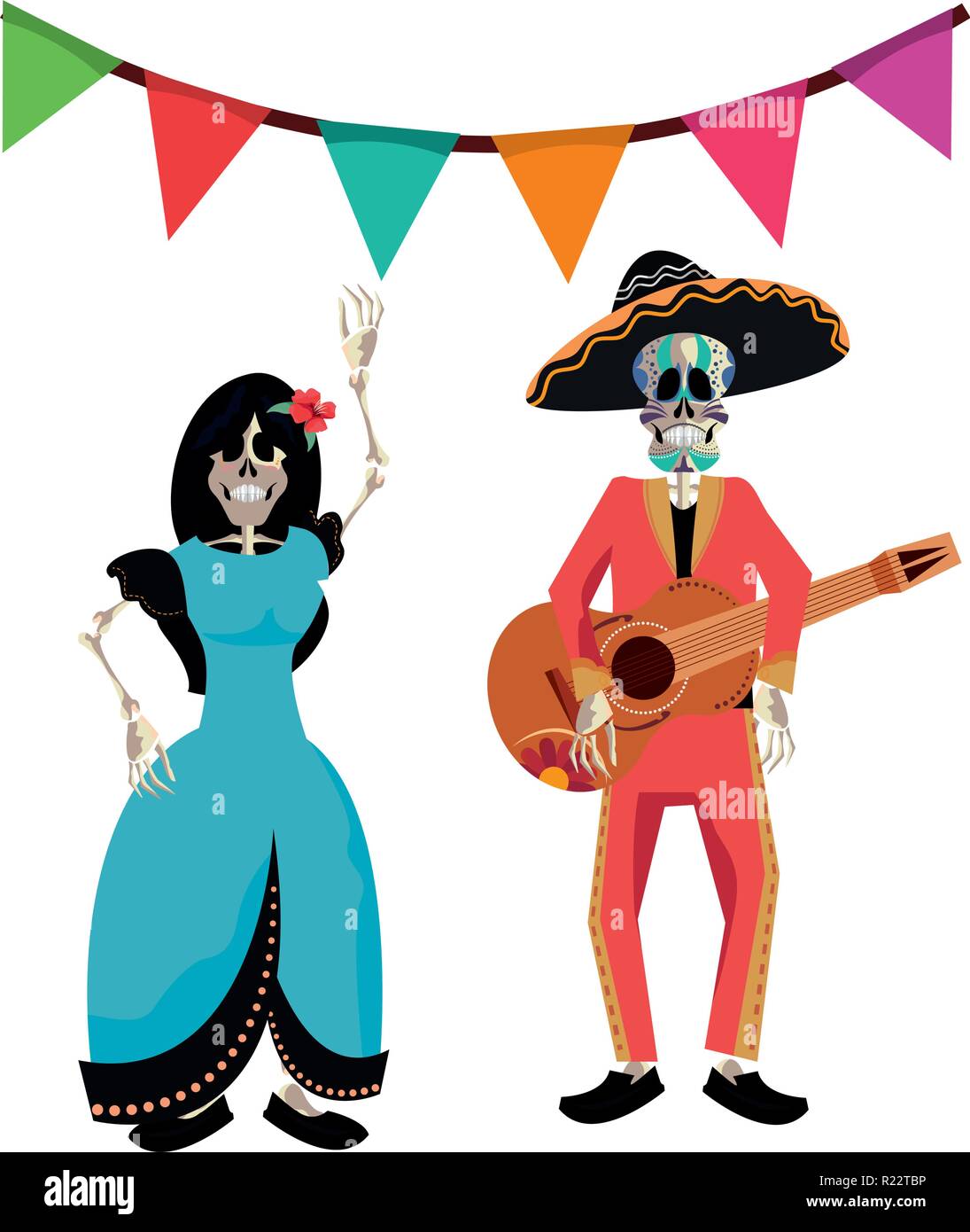 catrina and skeleton day of the dead vector illustration Stock Vector ...