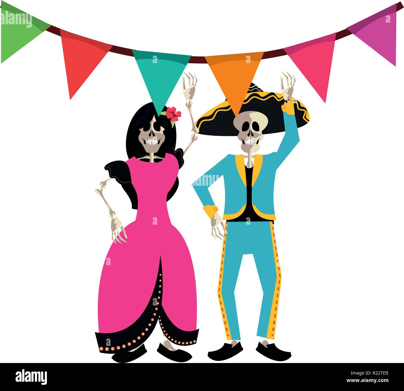 catrina and skeleton garland day of the dead vector illustration Stock ...