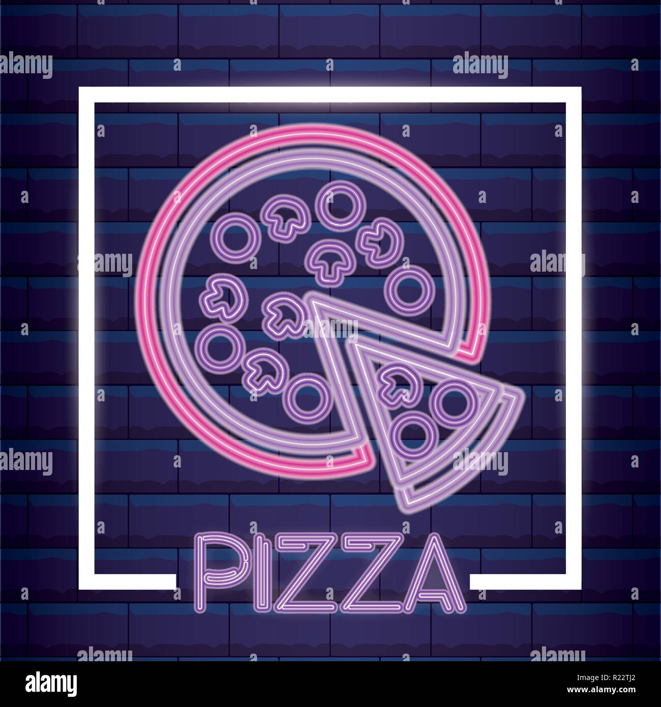 pizza neon light label vector illustration design Stock Vector Image ...