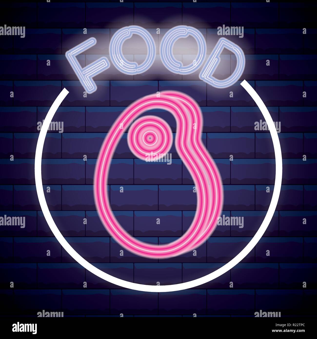 beef steak food neon light label vector illustration design Stock ...