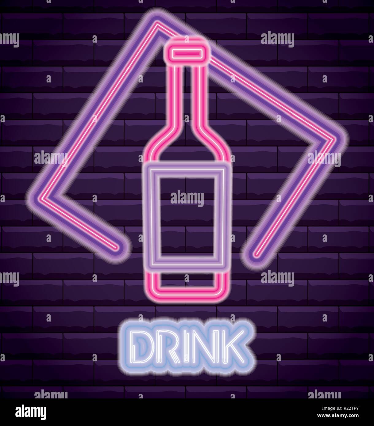 drink neon light label vector illustration design Stock Vector Image ...