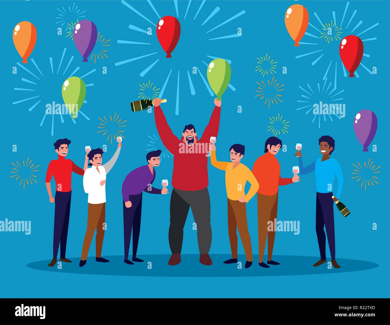men happy celebrating party avatar character vector illustration design ...
