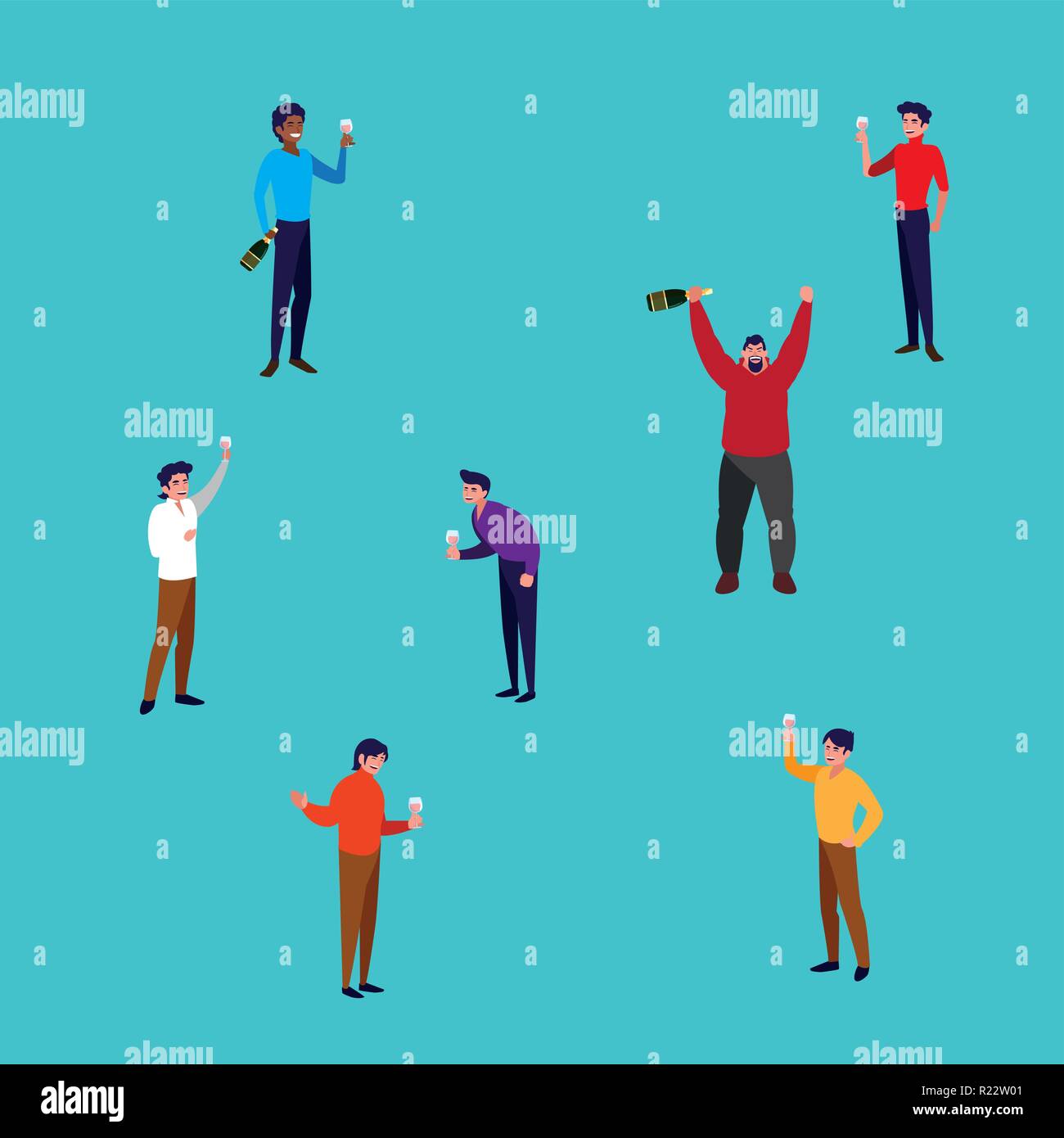 men happy celebrating party avatar character vector illustration design ...