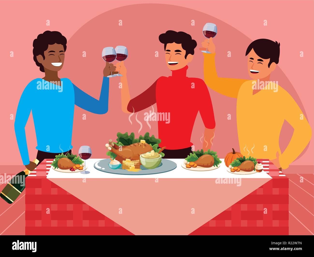 group of men celebrating thanksgiving vector illustration design Stock ...