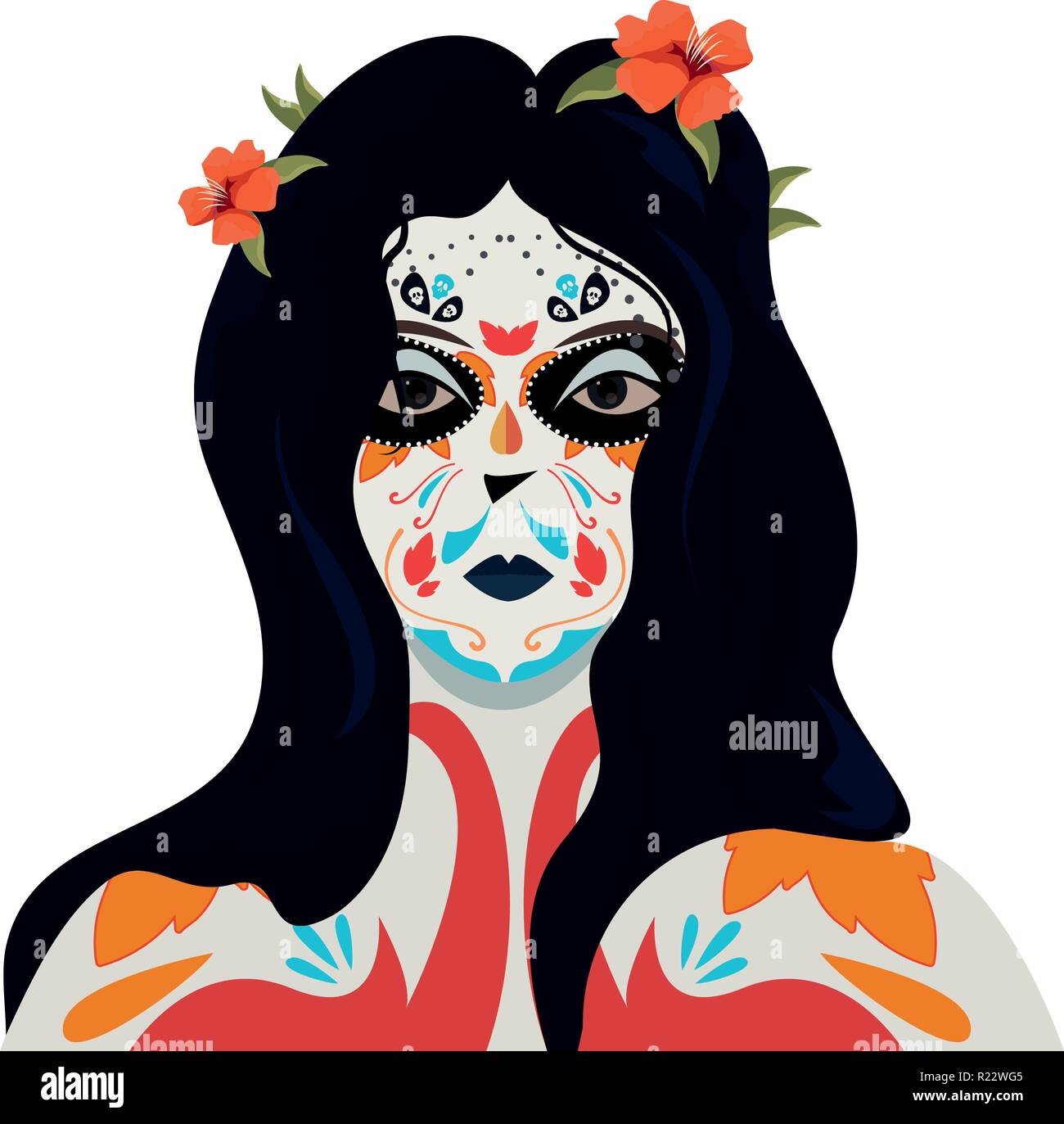 traditional catrina character day of the dead vector illustration Stock ...