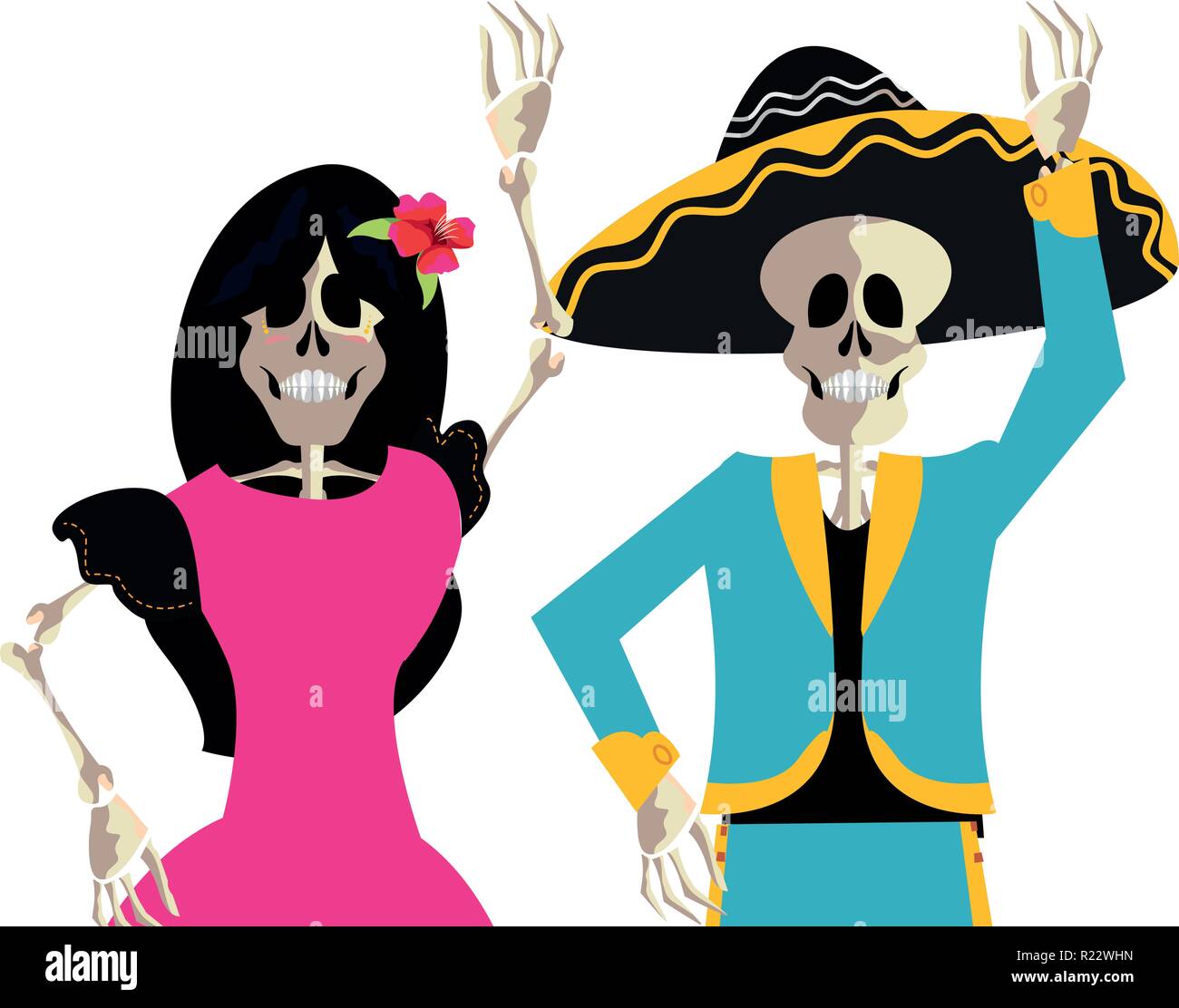 catrina and skeleton day of the dead vector illustration Stock Vector ...