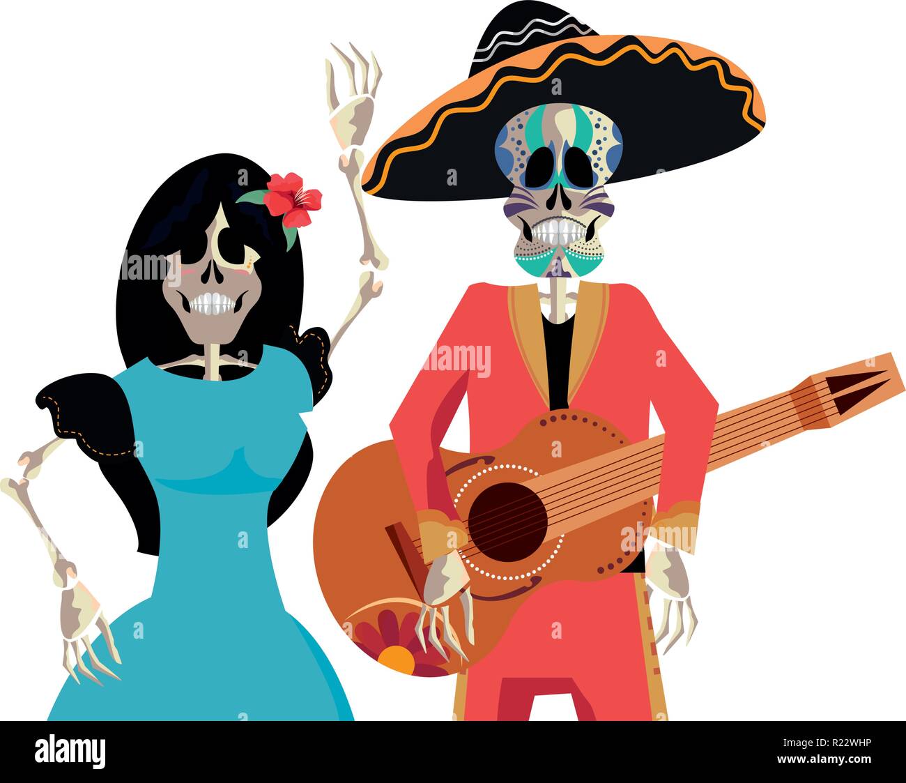 catrina and skeleton day of the dead vector illustration Stock Vector ...
