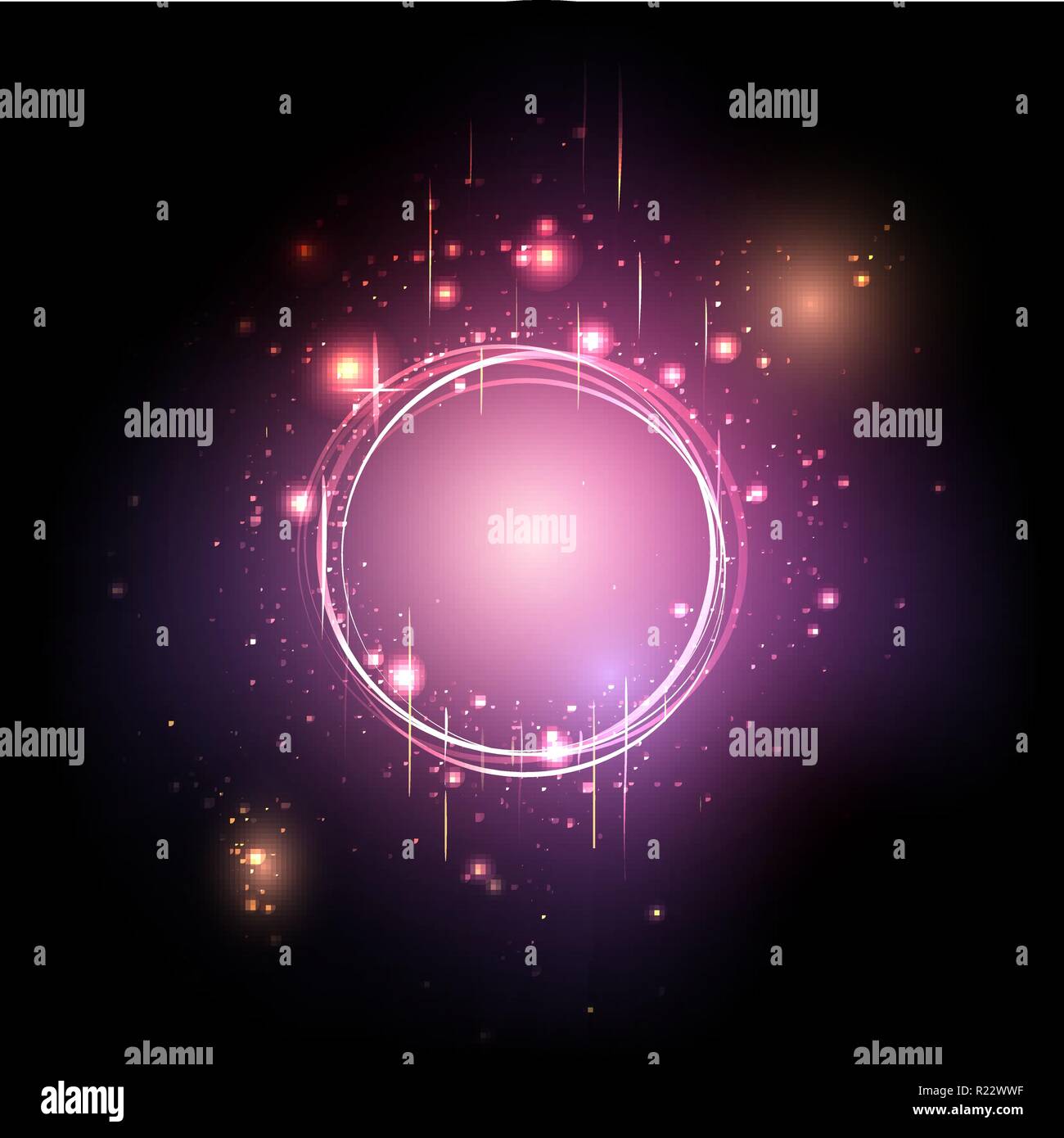 Vector round frame shining circle banner illustration for web and print, bright background ...