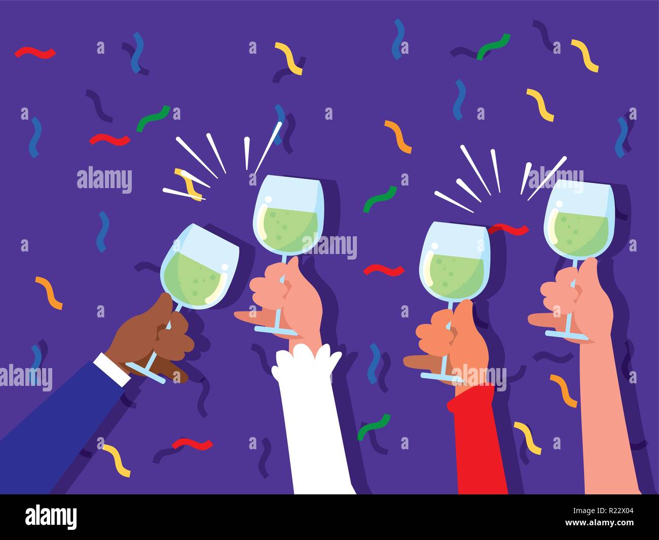 Hands toasting cups Stock Vector Images - Alamy