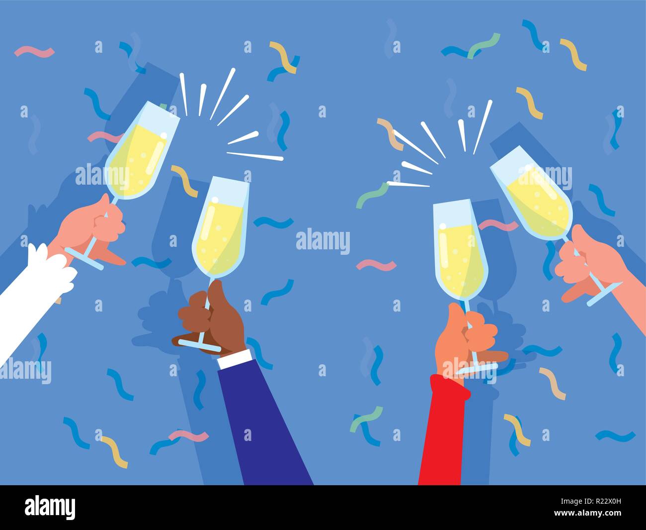 Hands toasting cups Stock Vector Images - Alamy