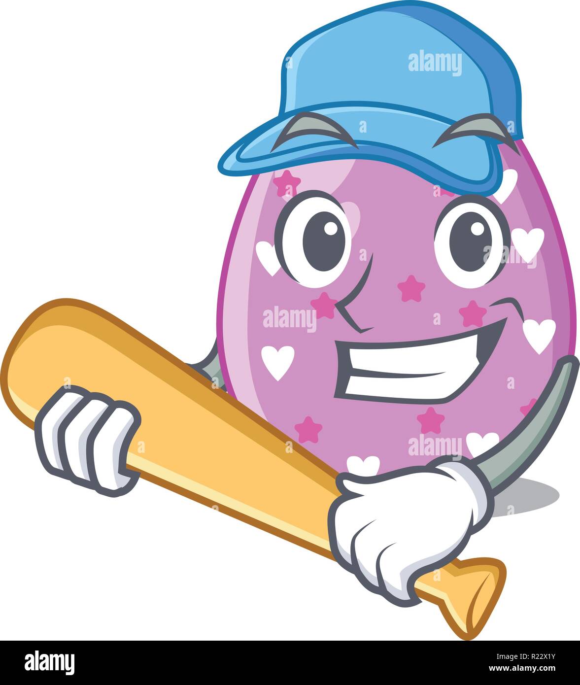 Playing baseball easter egg cartoon clipping on path Stock Vector Image ...