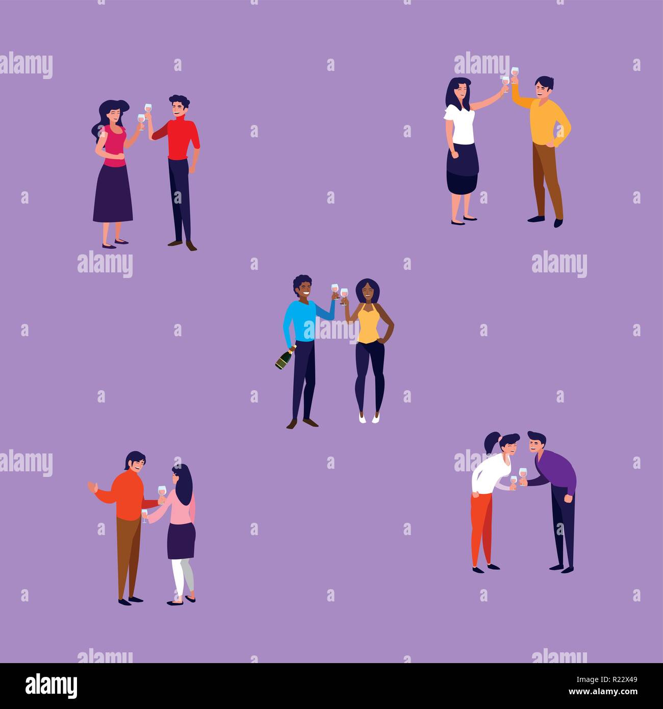 group of couples celebrating party avatar character vector illustration ...