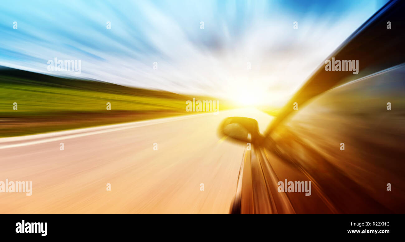 car on the road with motion blur background Stock Photo - Alamy